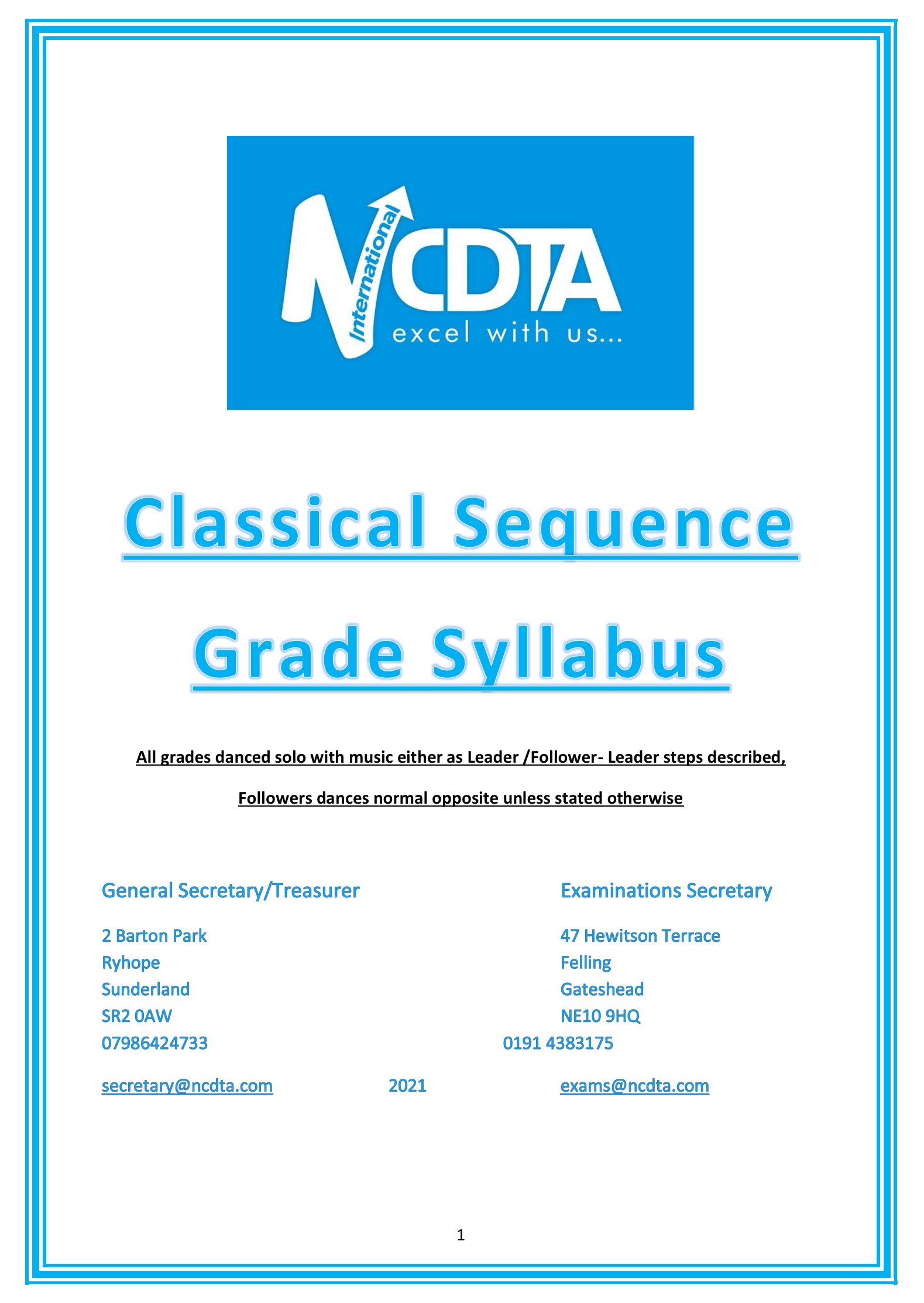 Classical Sequence Amateur Grades – NCDTA International